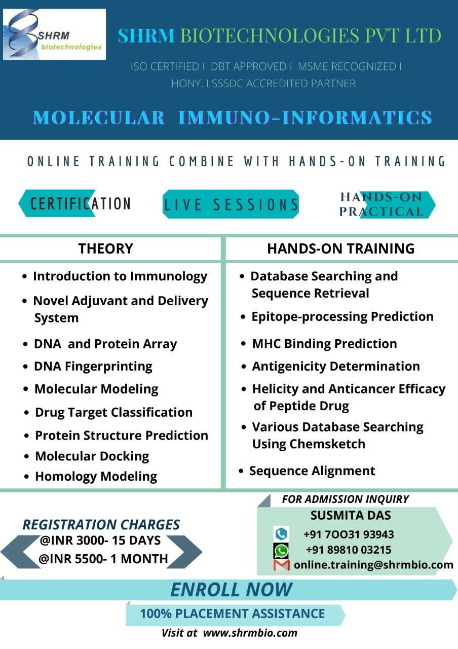 Winter E-Internship on Molecular Immuno Informatics - Shrmbio
