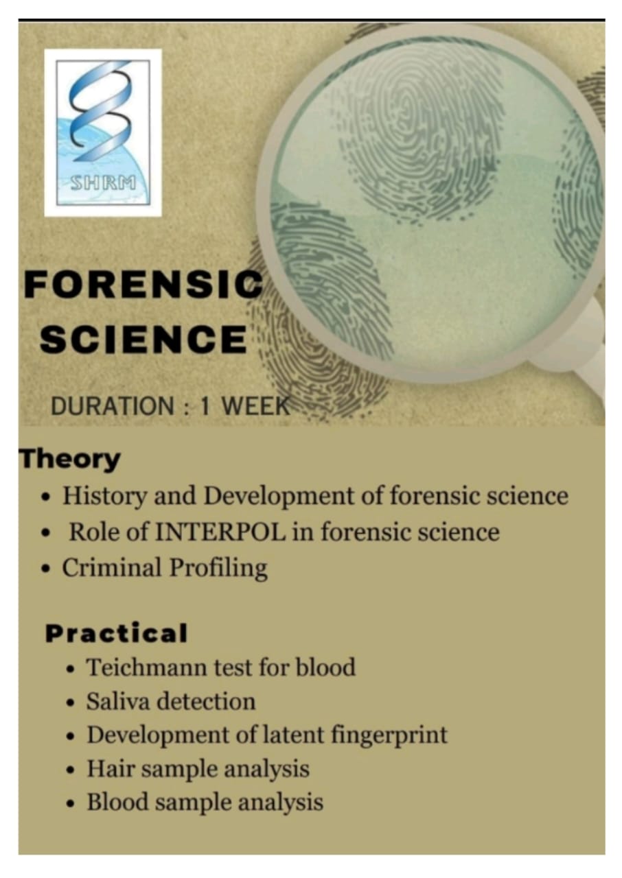 One Week Training on Forensic Science - Shrmbio